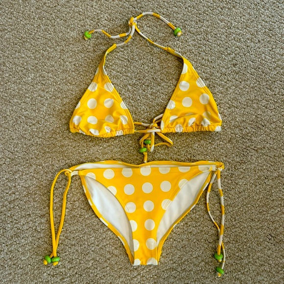 Xhilaration | Swim | Xhilaration M Yellow Polka Dot String Bikini ...